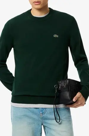 Lacoste Cotton Jersey Crewneck Sweater - Sinople