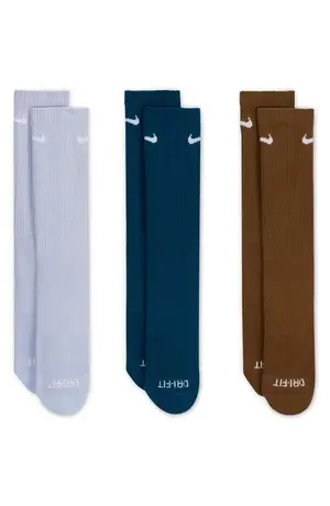 Nike Nike Everyday Plus Cushion Crew Training Socks - 3 Pack Blue/brown Multi