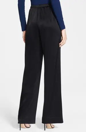 St. John Collection Kate Liquid Satin Pants - Cavr Caviar
