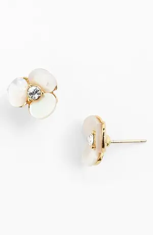 Kate Spade New York Disco Pansy Stud Earrings - Cream/ Clear/ Gold