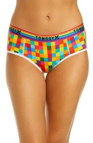 TOMBOYX Hipster Briefs Rainbow Squared Print