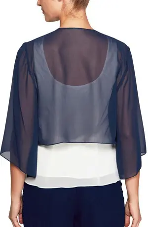 Alex Evenings Hanky Bolero Cardigan - Navy