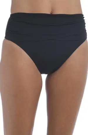 La Blanca Island Goddess Overlap Bikini Bottom - Black