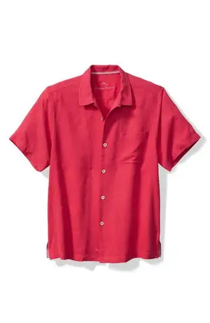 Tommy Bahama Tropic Isle Short Sleeve Button-up Silk Camp Shirt - Raspberry Wine