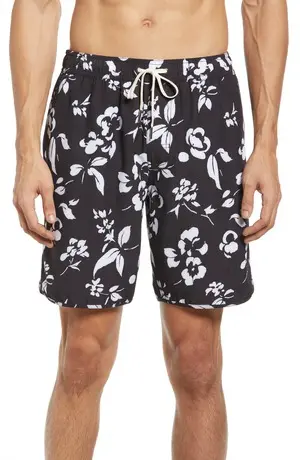FAIR HARBOR Anchor Swim Trunks - Black Floral