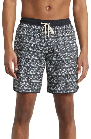 FAIR HARBOR Anchor Swim Trunks Black Geo