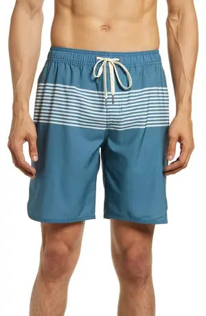 FAIR HARBOR Anchor Swim Trunks Blue/ White Stripes