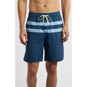 FAIR HARBOR Anchor Swim Trunks Light Blue Stripe