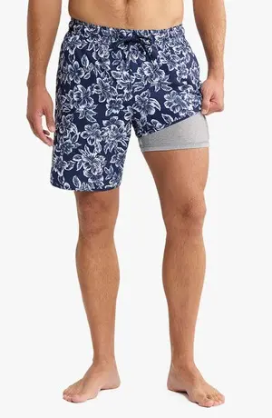 FAIR HARBOR Anchor Swim Trunks - Navy Botanical
