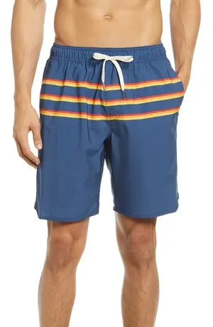 FAIR HARBOR Anchor Swim Trunks Rainbow Three Stripe