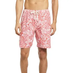 FAIR HARBOR Anchor Swim Trunks Red Hawaiian Floral
