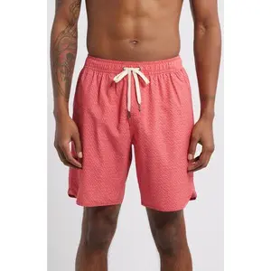 FAIR HARBOR Anchor Swim Trunks - Red Twisted Waves