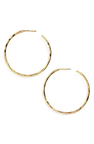 Argento Vivo Hammered Hoop Earrings - Gold
