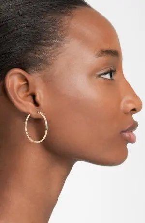 Argento Vivo Hammered Hoop Earrings - Gold