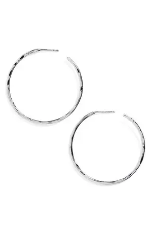 Argento Vivo Hammered Hoop Earrings - Silver
