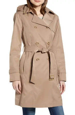 Cole Haan Hooded Trench Coat - Dune