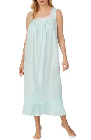Eileen West Cotton Lawn Ballet Nightgown Soft Turq