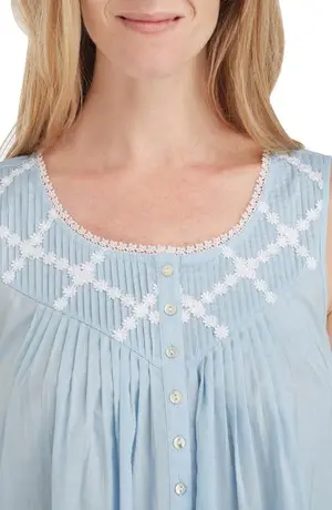 Eileen West Cotton Lawn Ballet Nightgown - Solid Blue