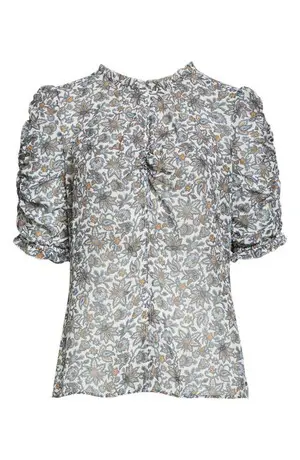 Veronica Beard Natuka Floral Print Silk Blouse