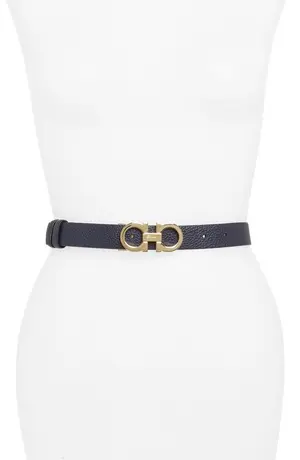 FERRAGAMO FERRAGAMO Ceylon Reversible Leather Belt Navy/ Nero