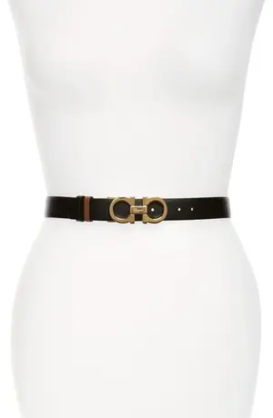 FERRAGAMO Ceylon Reversible Leather Belt - Sella Nero