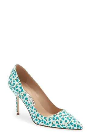 Manolo Blahnik Manolo Blahnik BB Pointed-Toe Pump Blue/ White