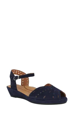 L'AMOUR DES PIEDS Brenn Ankle Strap Sandal - Navy Suede