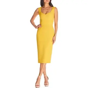 Dress The Population Dress The Population Elle Sweetheart Neck Midi Dress Marigold