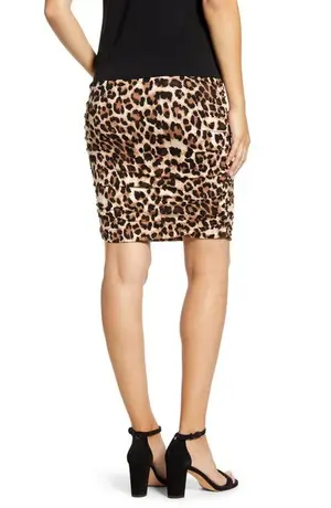 ANGEL MATERNITY Ruched Leopard Print Skirt