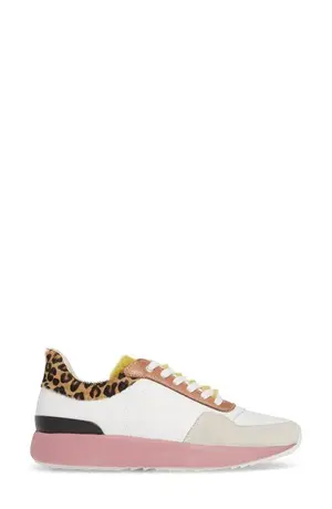 Blackstone Shearling Trim Leather Low Top Sneakers - White Leather
