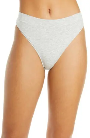 SKIMS Stretch Cotton Jersey Cheeky Tanga - Light Heather Gray