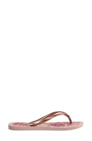 Havaianas Slim Floral Flip Flop - Pink/gold