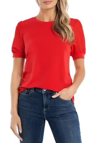 CECE DUPRAZ CeCe Puff Sleeve Knit Top Fire Ball