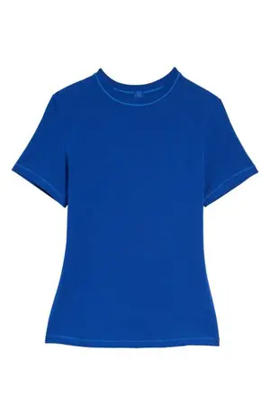 SKIMS Crop Cotton Blend T-shirt Cobalt