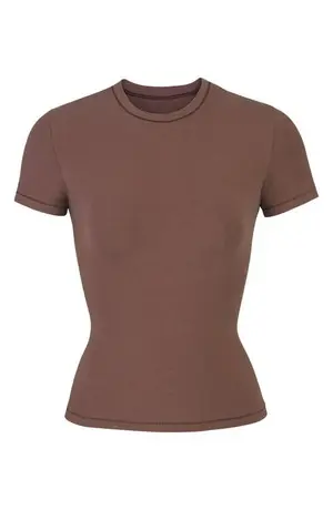 SKIMS Crop Cotton Blend T-shirt Garnet