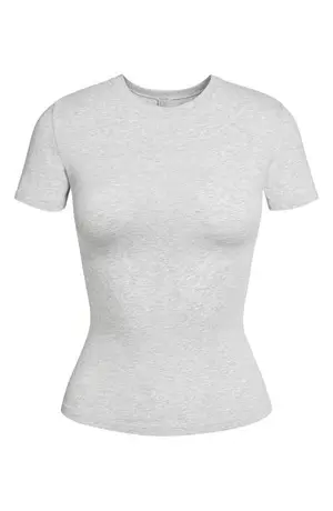 SKIMS Crop Cotton Blend T-shirt - Light Heather Grey