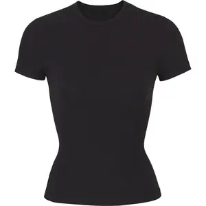 SKIMS Crop Cotton Blend T-shirt Soot