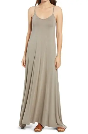 Loveappella Stretch-knit Maxi Dress - Khaki