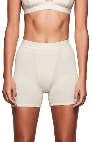 SKIMS Stretch Cotton Rib Boxers Bone