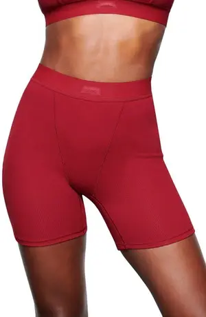 SKIMS Stretch Cotton Rib Boxers Brick