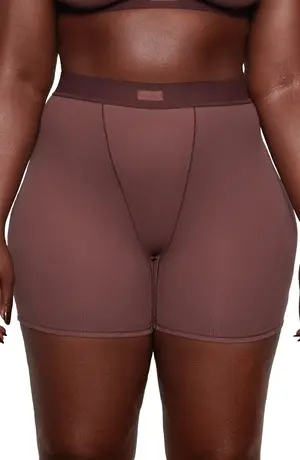 SKIMS Stretch Cotton Rib Boxers Garnet