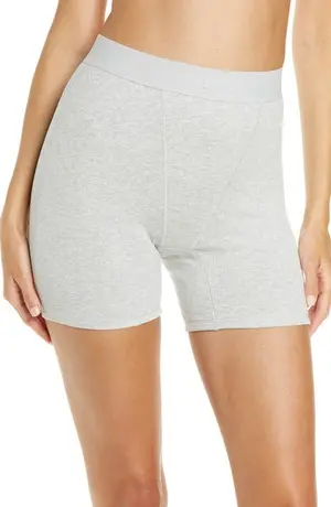 SKIMS Stretch Cotton Rib Boxers Light Heather Gray