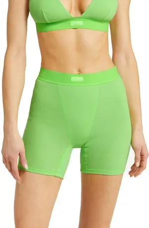 SKIMS Stretch Cotton Rib Boxers Neon Green