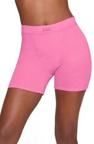 SKIMS Stretch Cotton Rib Boxers Pink