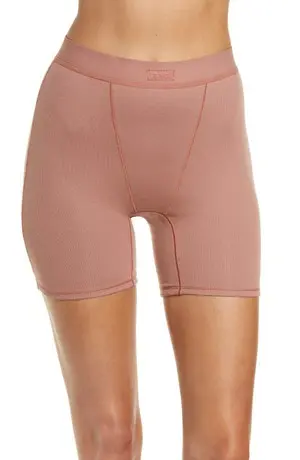 SKIMS Stretch Cotton Rib Boxers Rose Clay