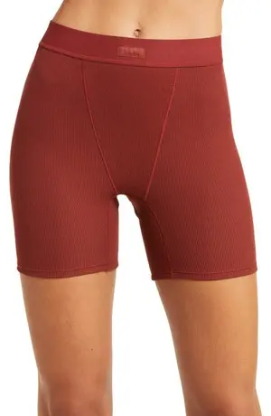 SKIMS Stretch Cotton Rib Boxers Sangria