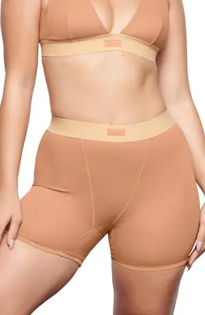 SKIMS Stretch Cotton Rib Boxers Sedona