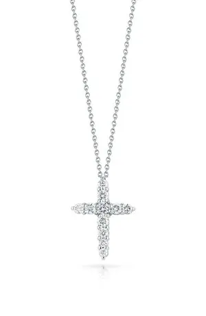 Roberto Coin Tiny Treasures Diamond Cross Pendant Necklace - White Gold