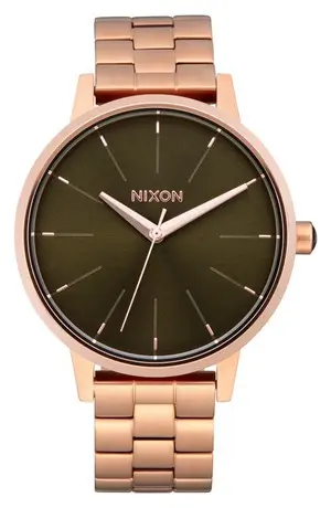 Nixon Nixon The Kensington Bracelet Watch Rose Gold/olive Sunray