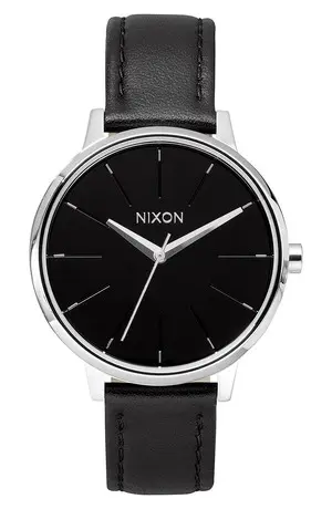 Nixon Nixon The Kensington Leather Strap Watch Black/ Silver